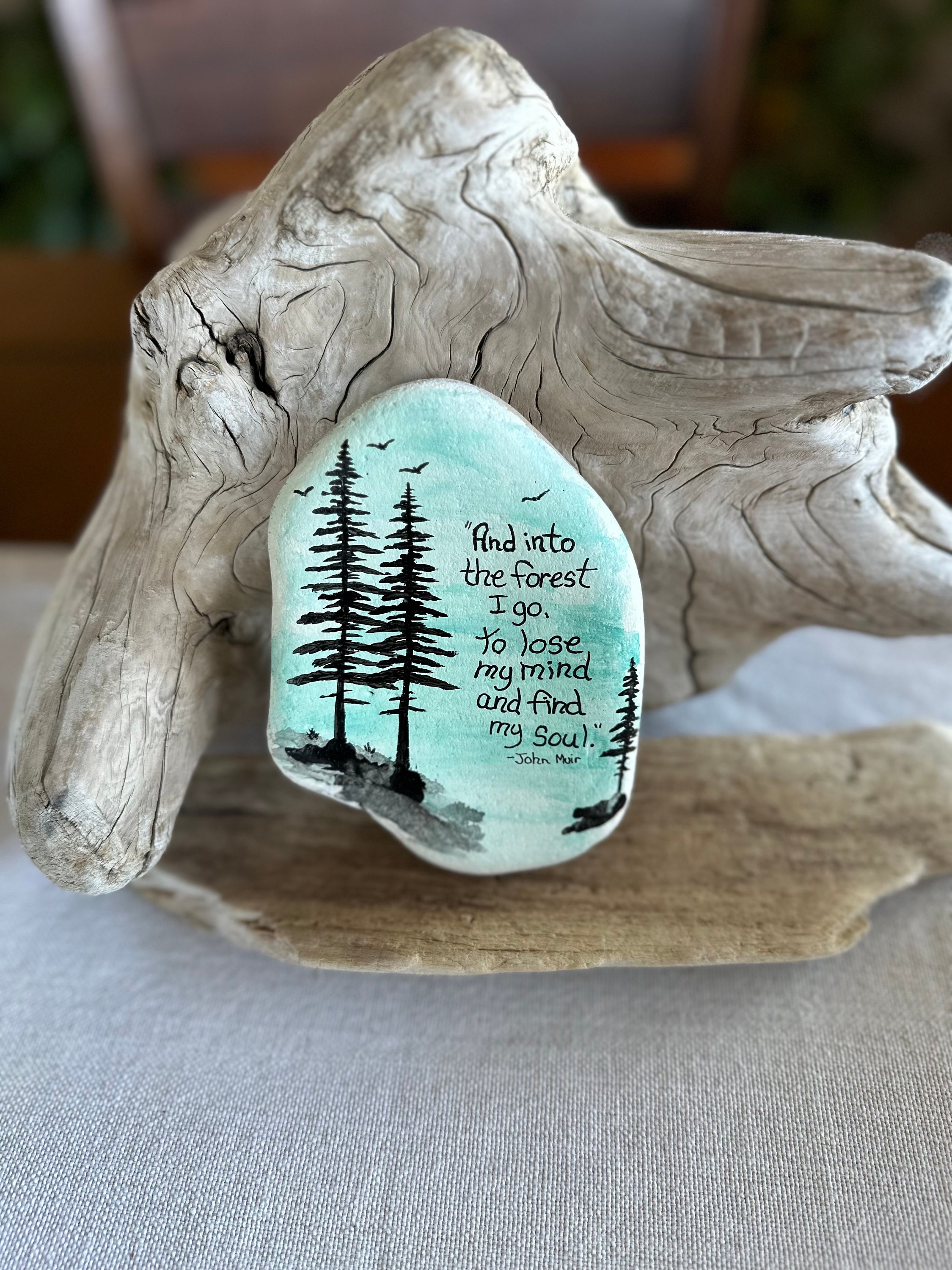 Hand Painted Natural Stone, Inspirational Quote, Nature Scene,unique ...