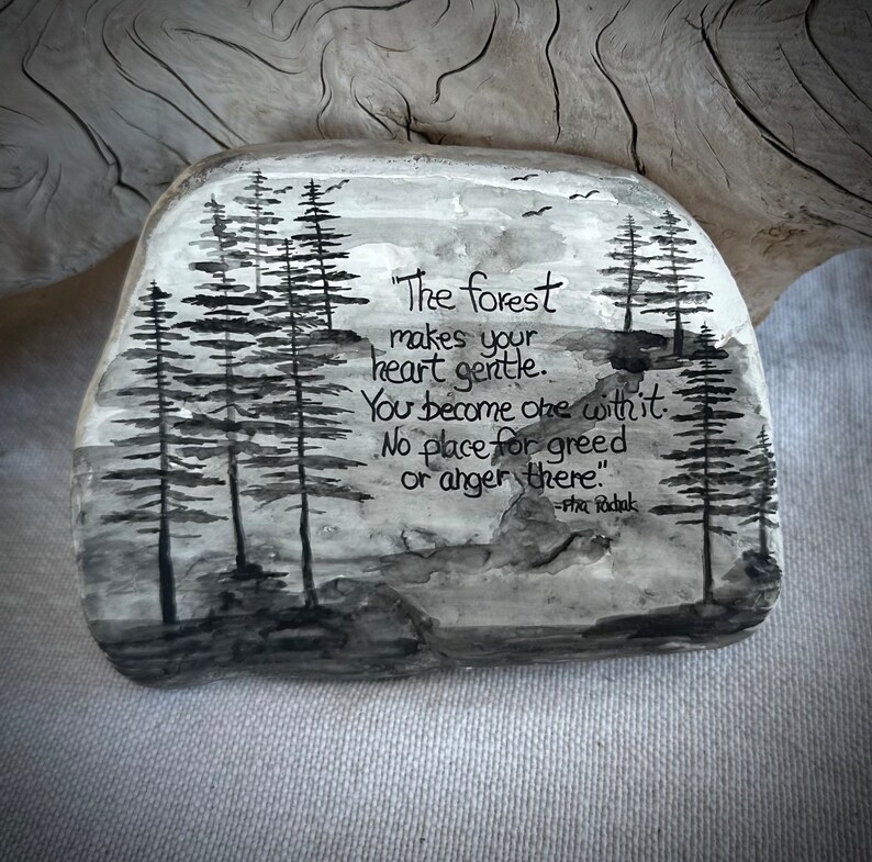 Hand Painted Natural Stone, Inspirational Quote, Nature Scene,unique ...