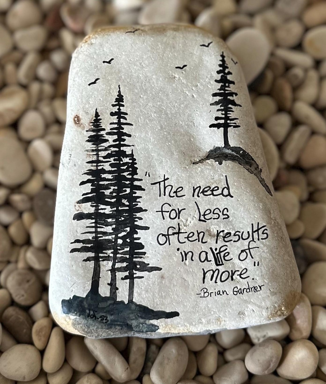 Hand Painted Natural Stone, Inspirational Quote, Nature Scene,unique ...