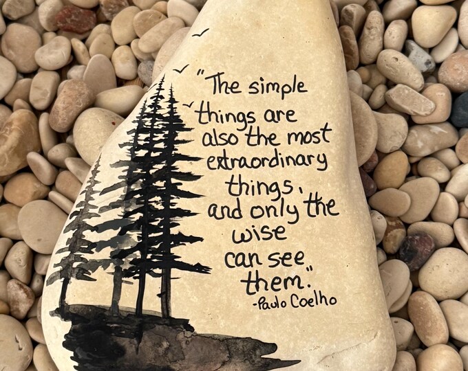 Hand Painted Natural Stone, Inspirational Quote, Nature Scene,unique ...