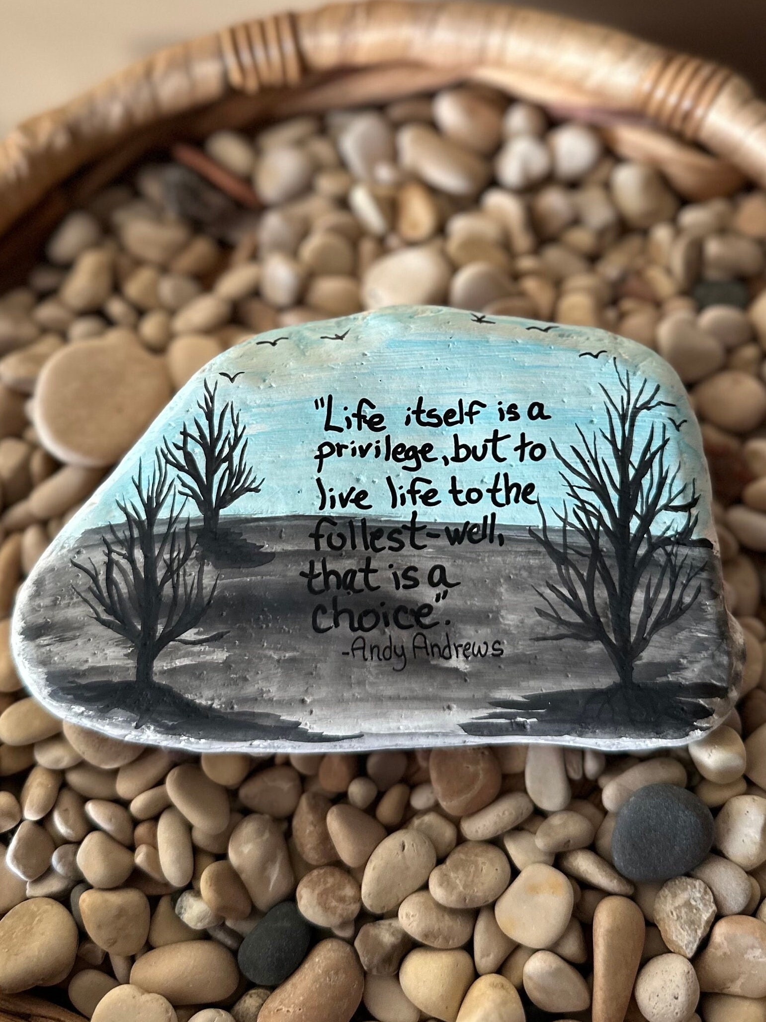Hand Painted Natural Stone, Inspirational Quote, Unique Gift - Etsy