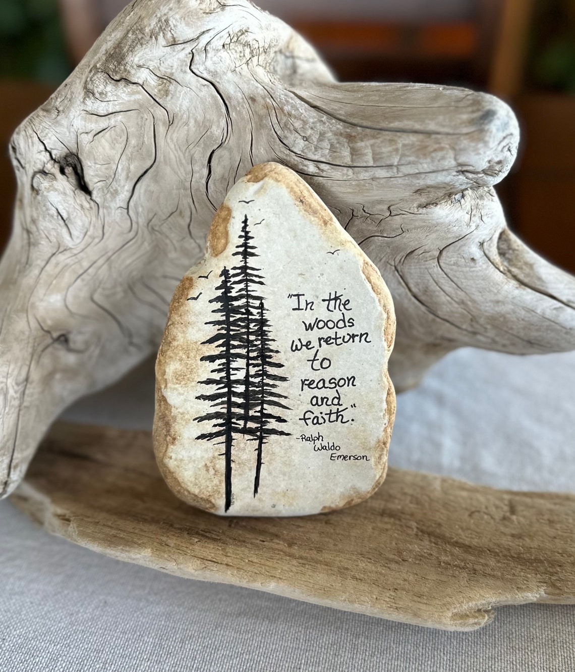 Hand Painted Natural Stone, Inspirational Quote, Nature Scene,unique ...