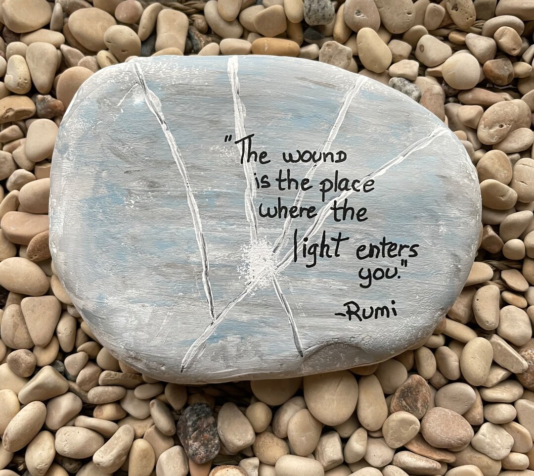 Hand Painted Stone, Rumi, Inspirational Stone Painting, Unique Gift - Etsy