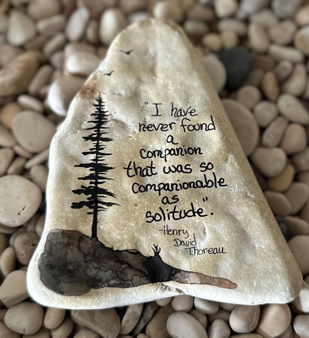Hand Painted Natural Stone, Inspirational Quote, Nature Scene,unique ...