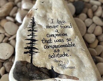 Hand Painted Natural Stone, Inspirational Quote, Nature Scene,unique ...