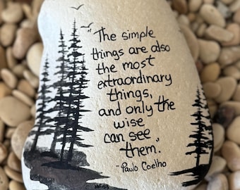 Hand Painted Natural Stone, Inspirational Quote, Nature Scene,unique ...