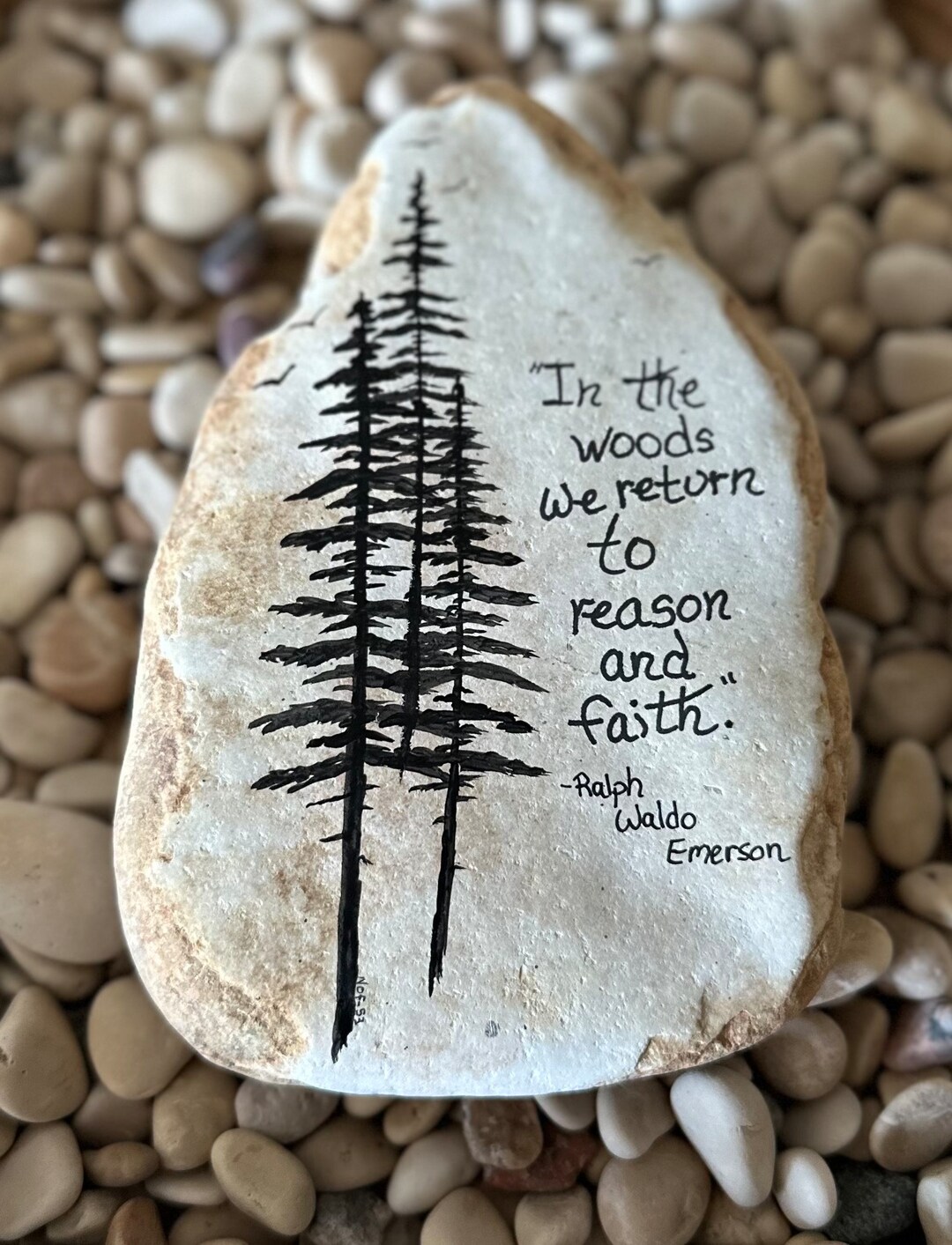 Hand Painted Natural Stone, Inspirational Quote, Nature Scene,unique ...