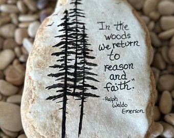 Hand Painted Natural Stone, Inspirational Quote, Nature Scene,unique ...