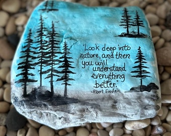 Hand Painted Natural Stone, Inspirational Quote, Nature Scene,unique ...