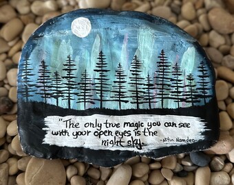 Hand Painted Natural Stone, Inspirational Quote, Nature Scene,unique ...
