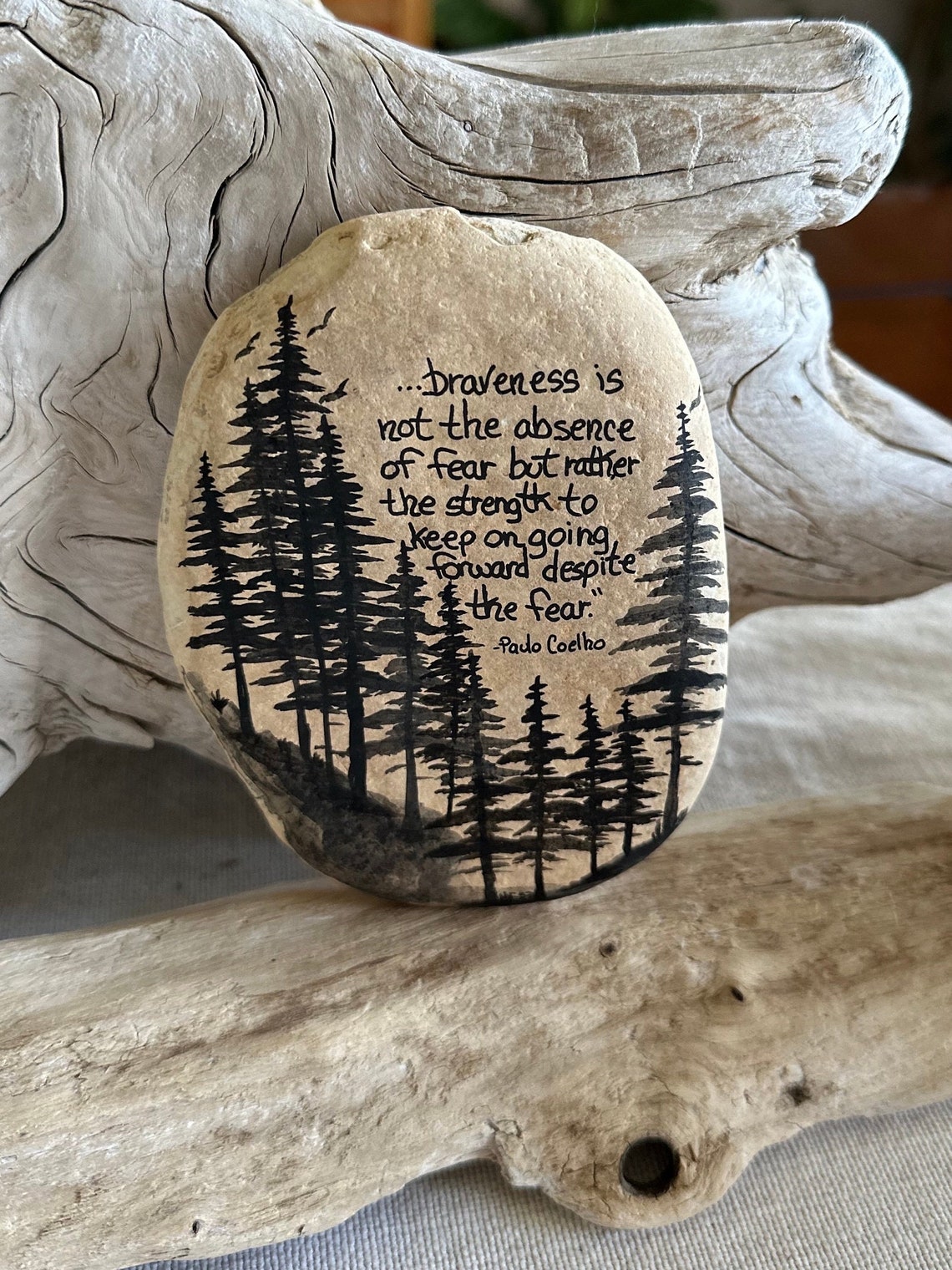 Hand Painted Natural Stone, Inspirational Quote, Nature Scene,unique ...