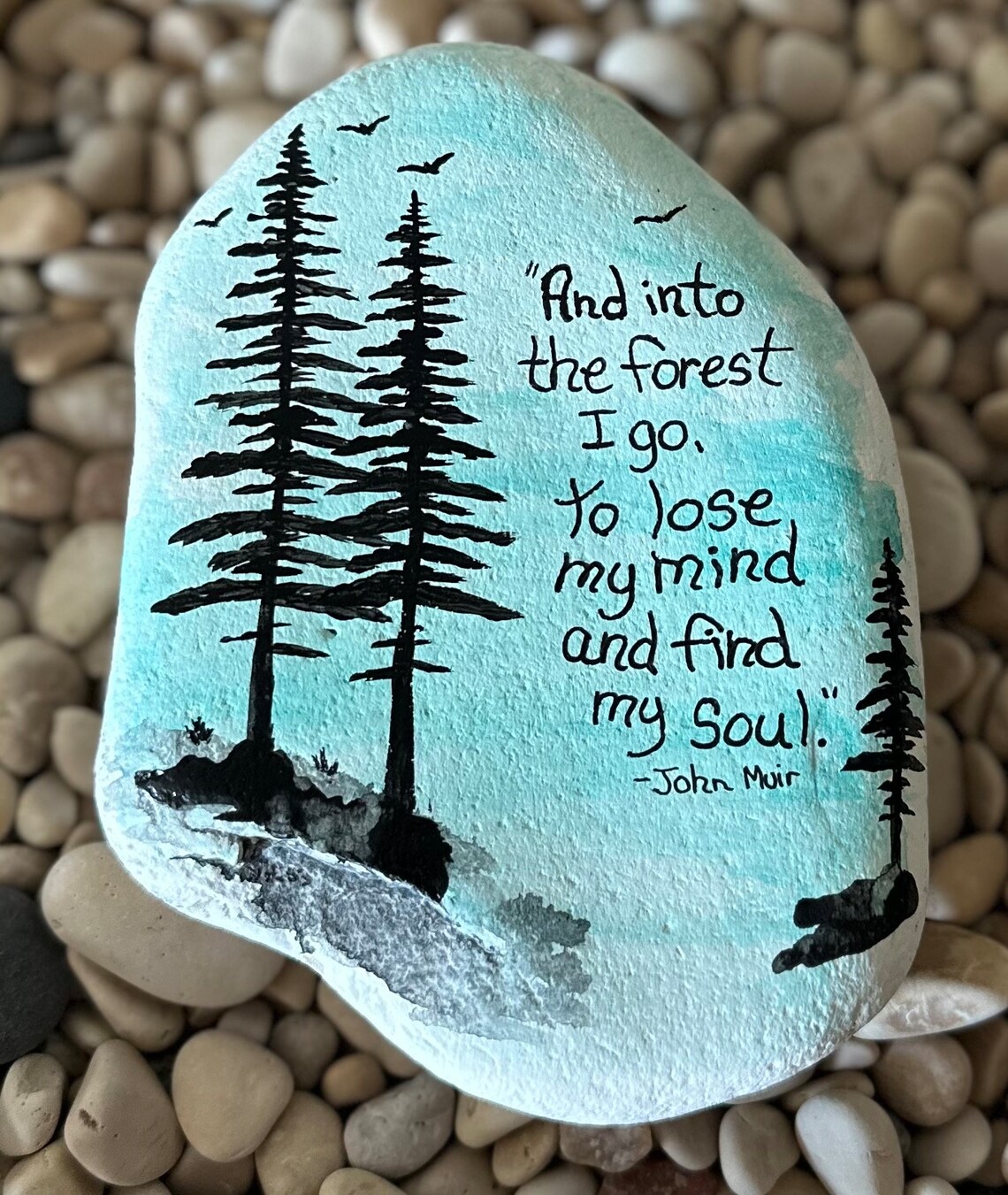 Hand Painted Natural Stone, Inspirational Quote, Nature Scene,unique ...
