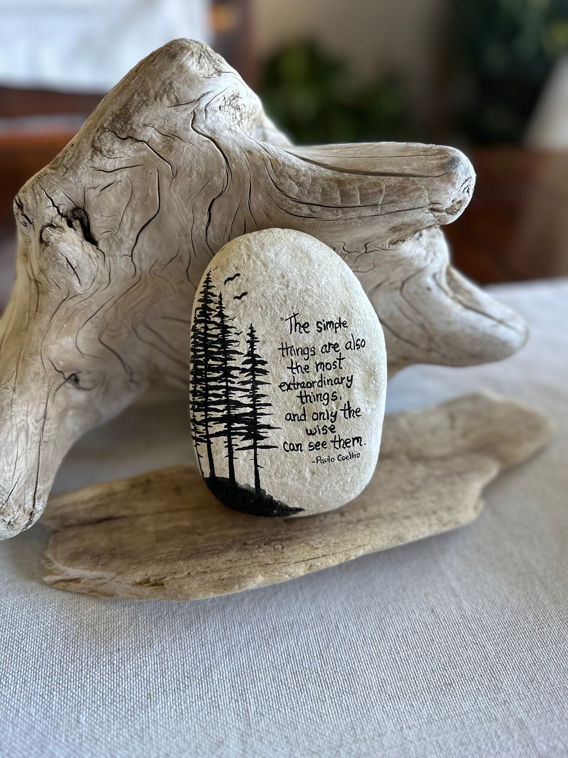 Hand Painted Natural Stone, Inspirational Quote, Nature Scene,unique ...