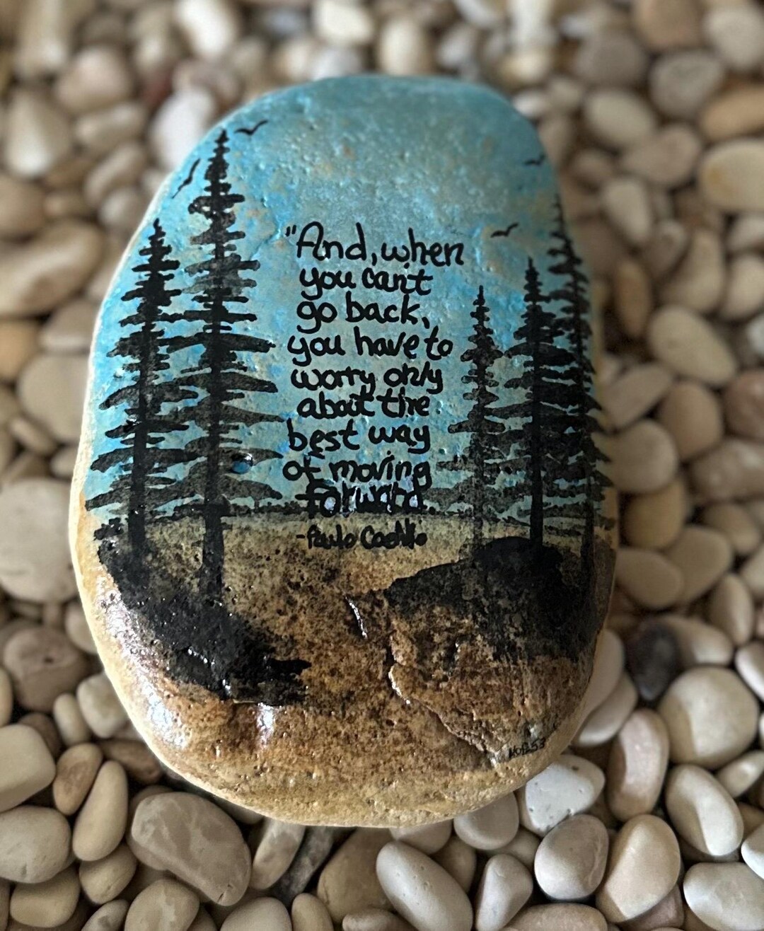 Hand Painted Natural Stone, Inspirational Quote, Nature Scene,unique ...