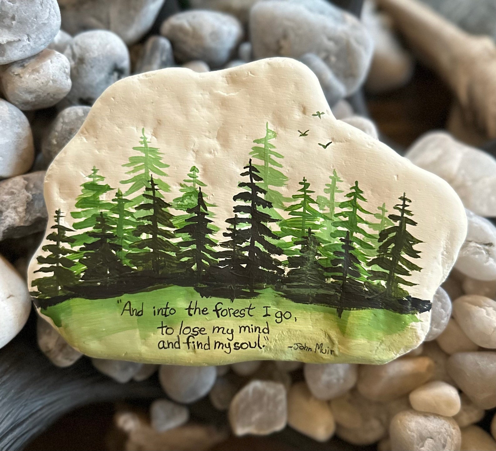 Hand Painted Natural Stone Nature Scene Nature Quote Unique - Etsy