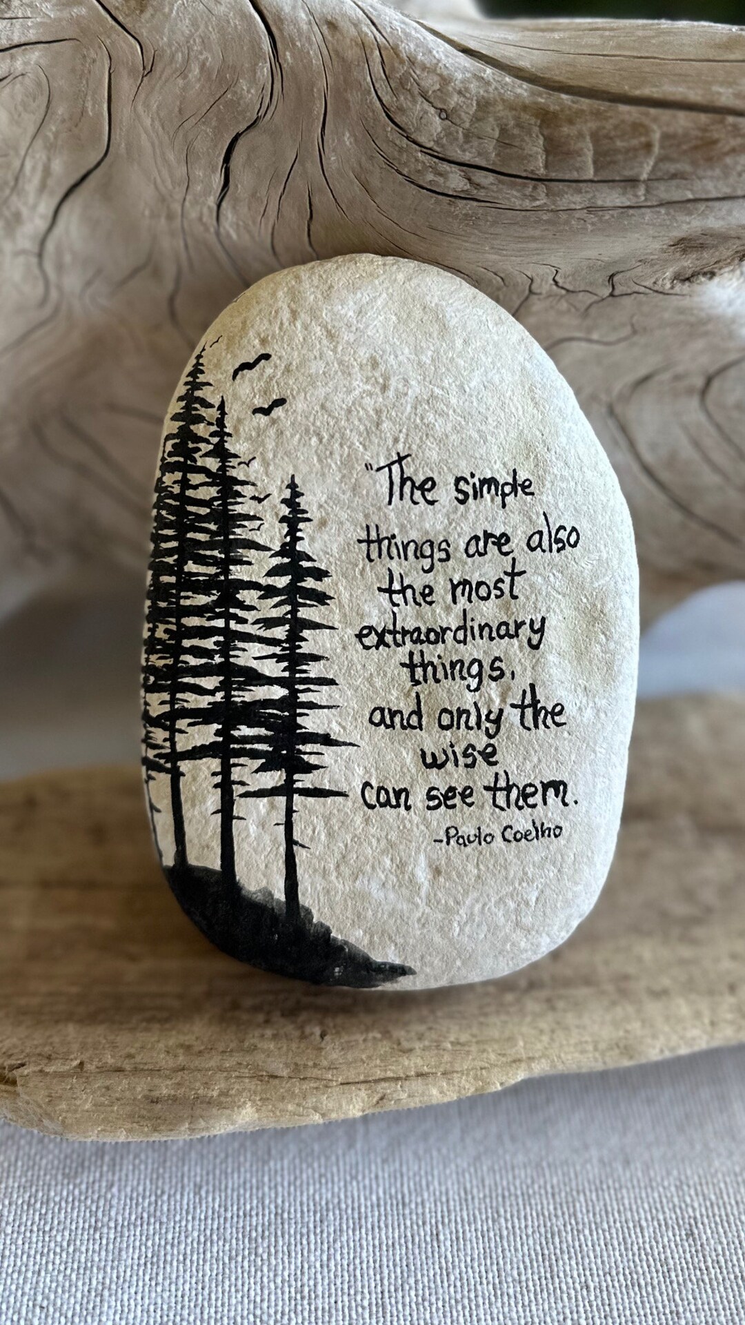 Hand Painted Natural Stone, Inspirational Quote, Nature Scene,unique ...