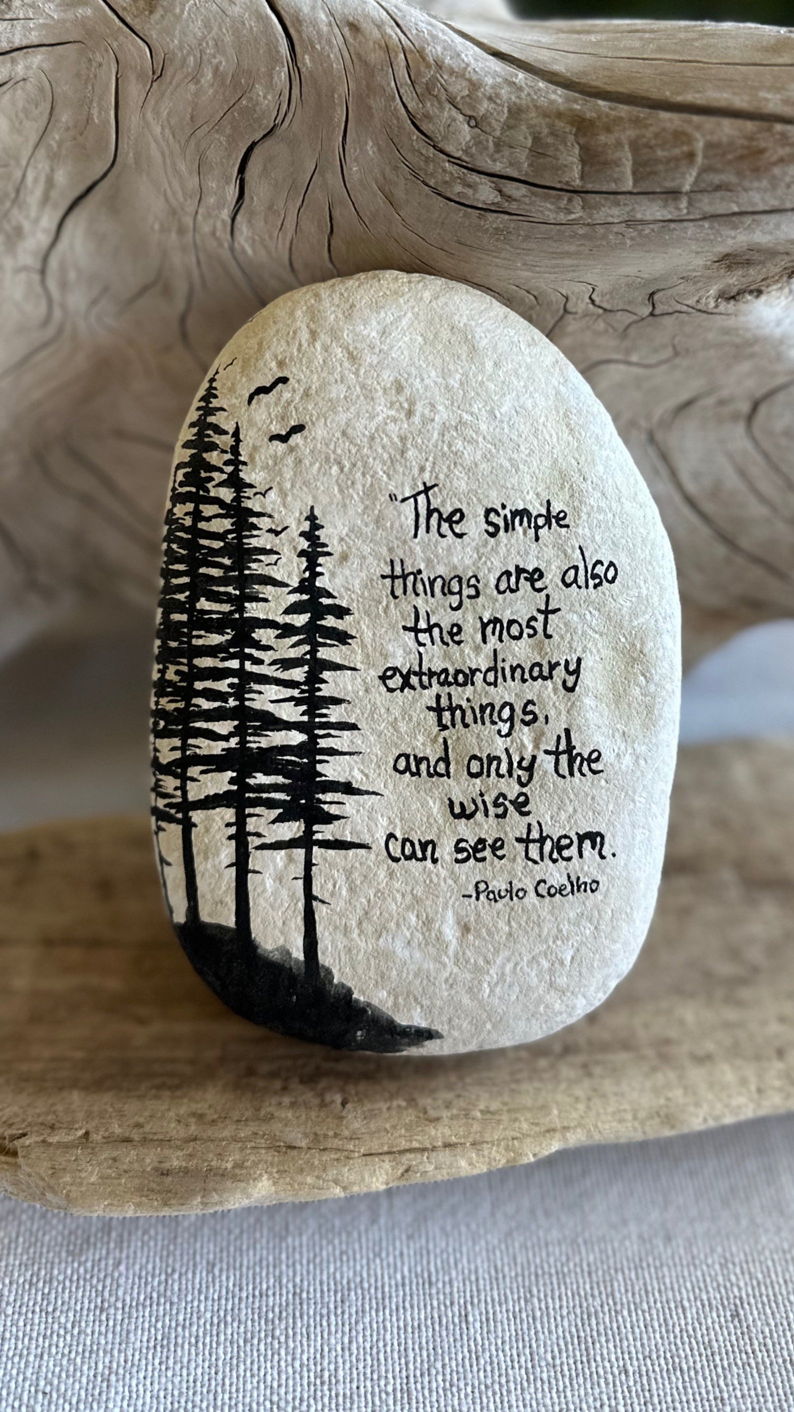 Hand Painted Natural Stone, Inspirational Quote, Nature Scene,unique ...