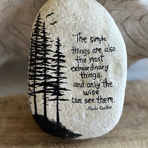Hand Painted Natural Stone, Inspirational Quote, Nature Scene,unique ...