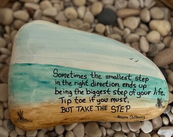 Hand Painted Natural Stone, Inspirational Quote, Nature Scene,unique ...