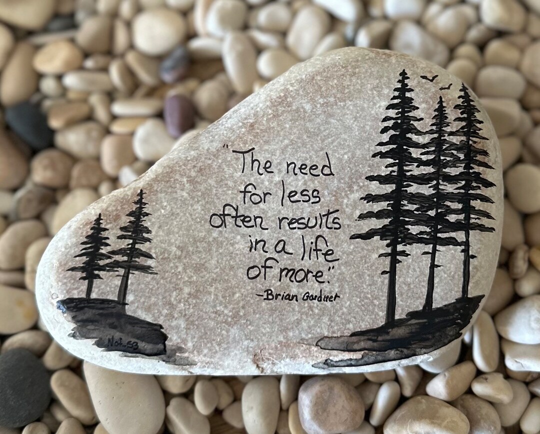 Hand Painted Natural Stone, Inspirational Quote, Nature Scene,unique ...