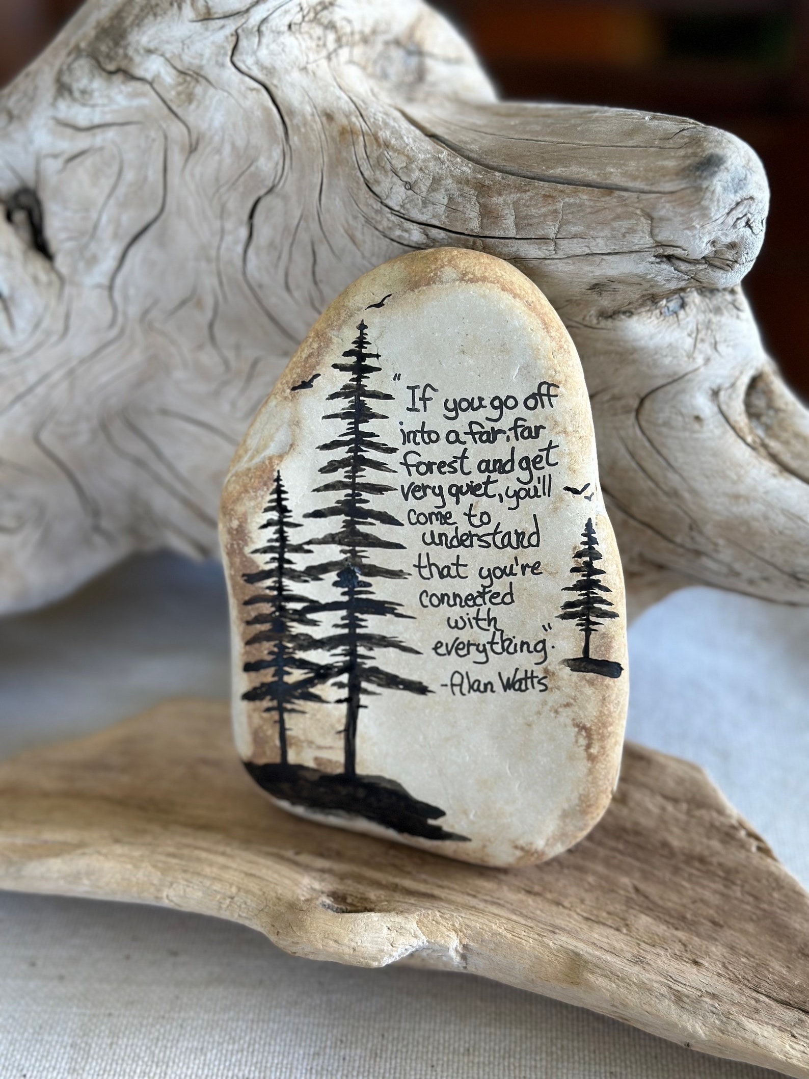 Hand Painted Natural Stone, Inspirational Quote, Nature Scene,unique ...