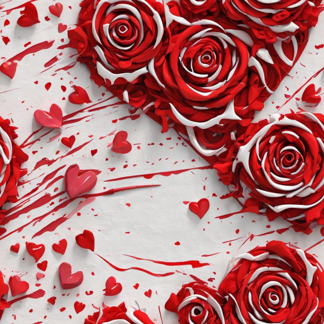 Valentines Day, Hearts N Roses, Seamless Pattern Digital Design in ...