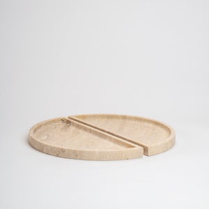 Moon Tray - Semi Polished Travertine Tray in the Shape of Half Moon for ...
