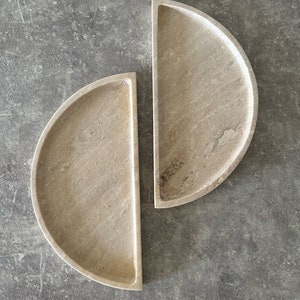 Moon Tray - Semi Polished Travertine Tray in the Shape of Half Moon for ...