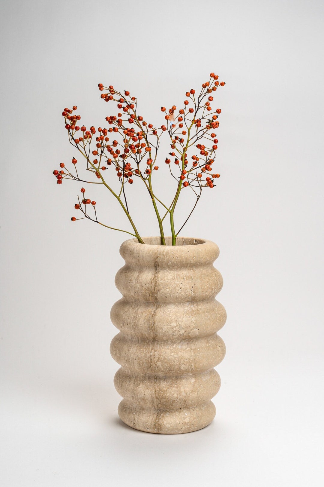 Cloud Vase - Raw Travertine Vase With Waves Good for Both Your Flowers ...