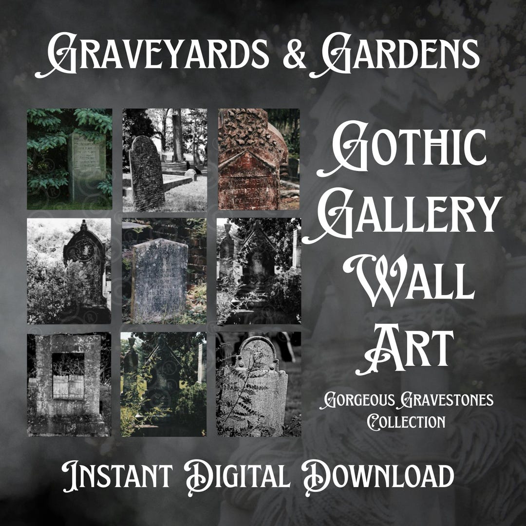 Gothic Graveyard Gallery Wall Art Print, Cemetery Decor (digital ...