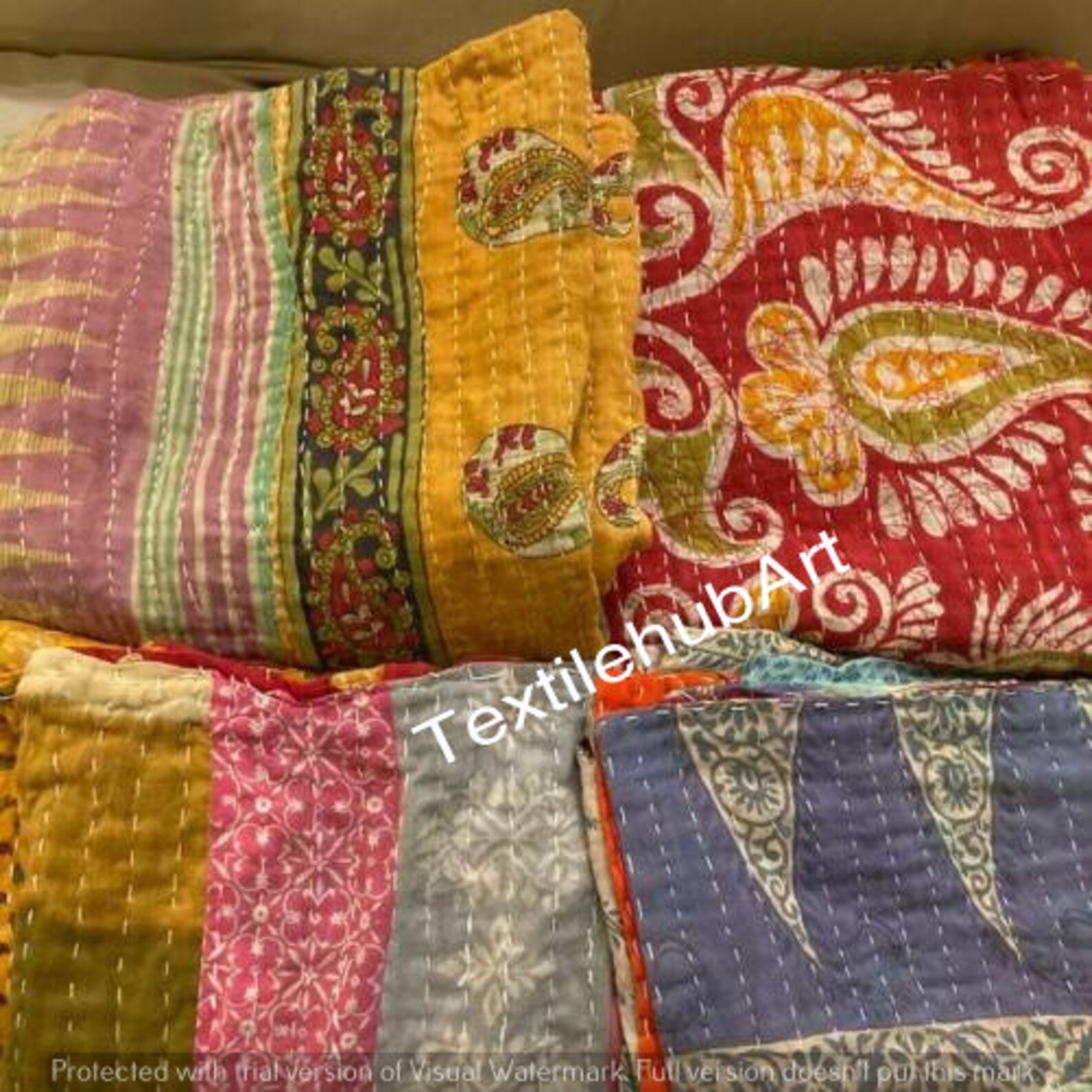 Fast Express Shipping All Multi Color Way Kantha Vintage Quilts,vintage ...