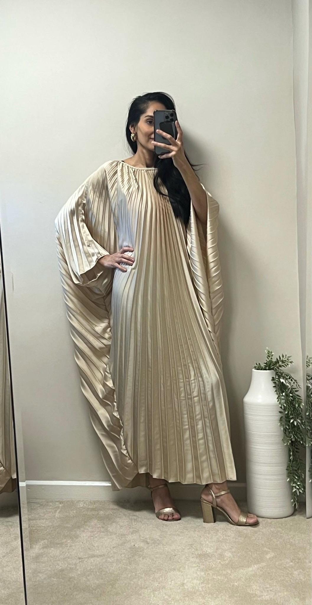 Gold Pleated Cape Dress - Etsy