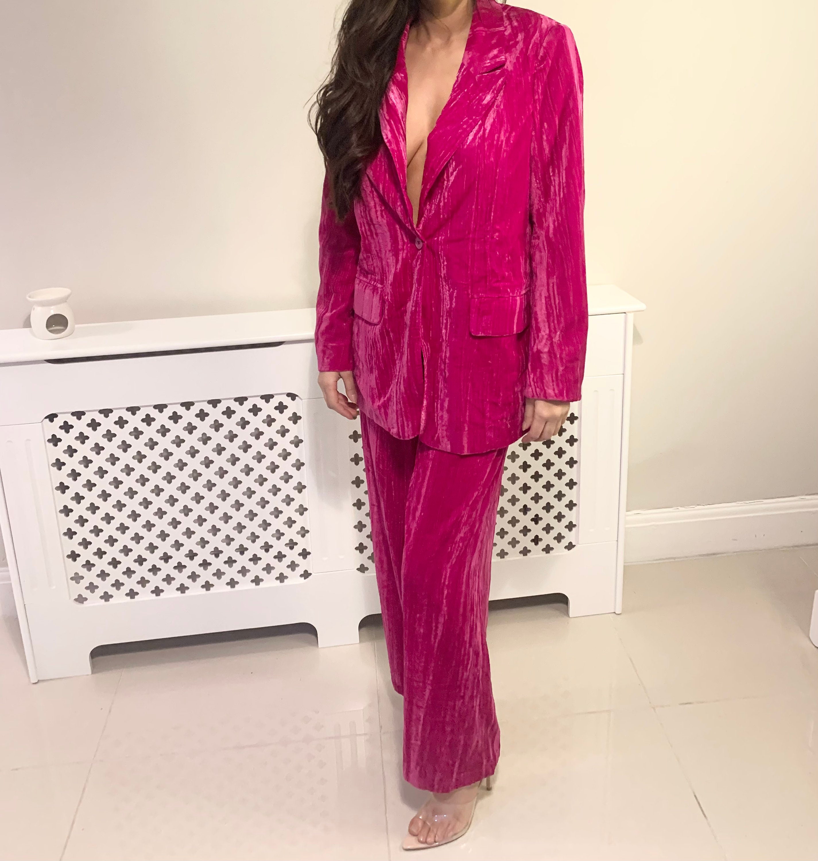 Pink Crushed Velvet Suit Set - Etsy