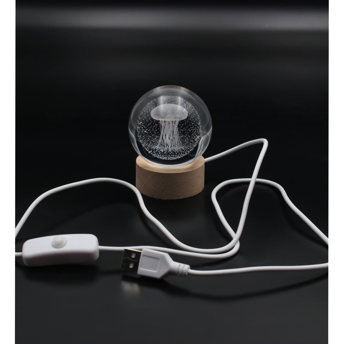 8cm 6cm Color Changing Rechargeable Jellyfish Glass Sphere Crystal ...