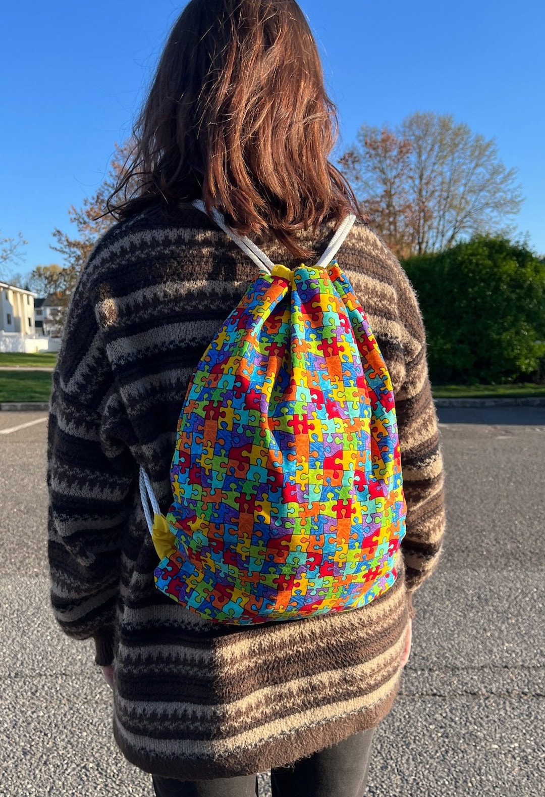 Autism Support Drawstring Bag || Cinch Sack || Puzzle Pieces - Etsy