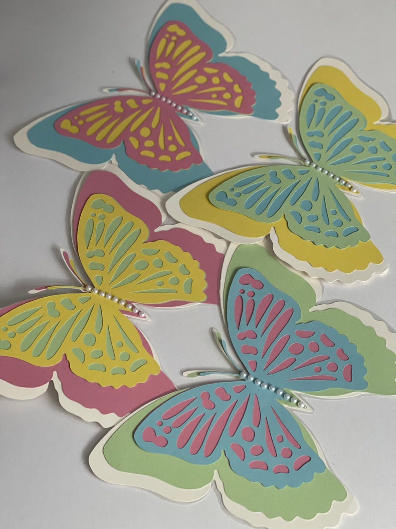 Large Paper Butterfly, Four Layers of Card With Pearl Detail to Body - Etsy