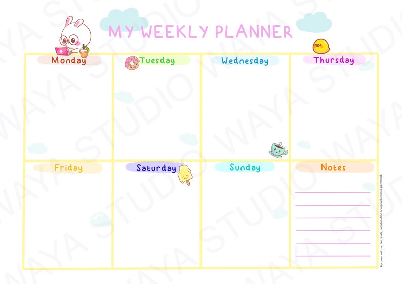 Children's Week Planner - Etsy