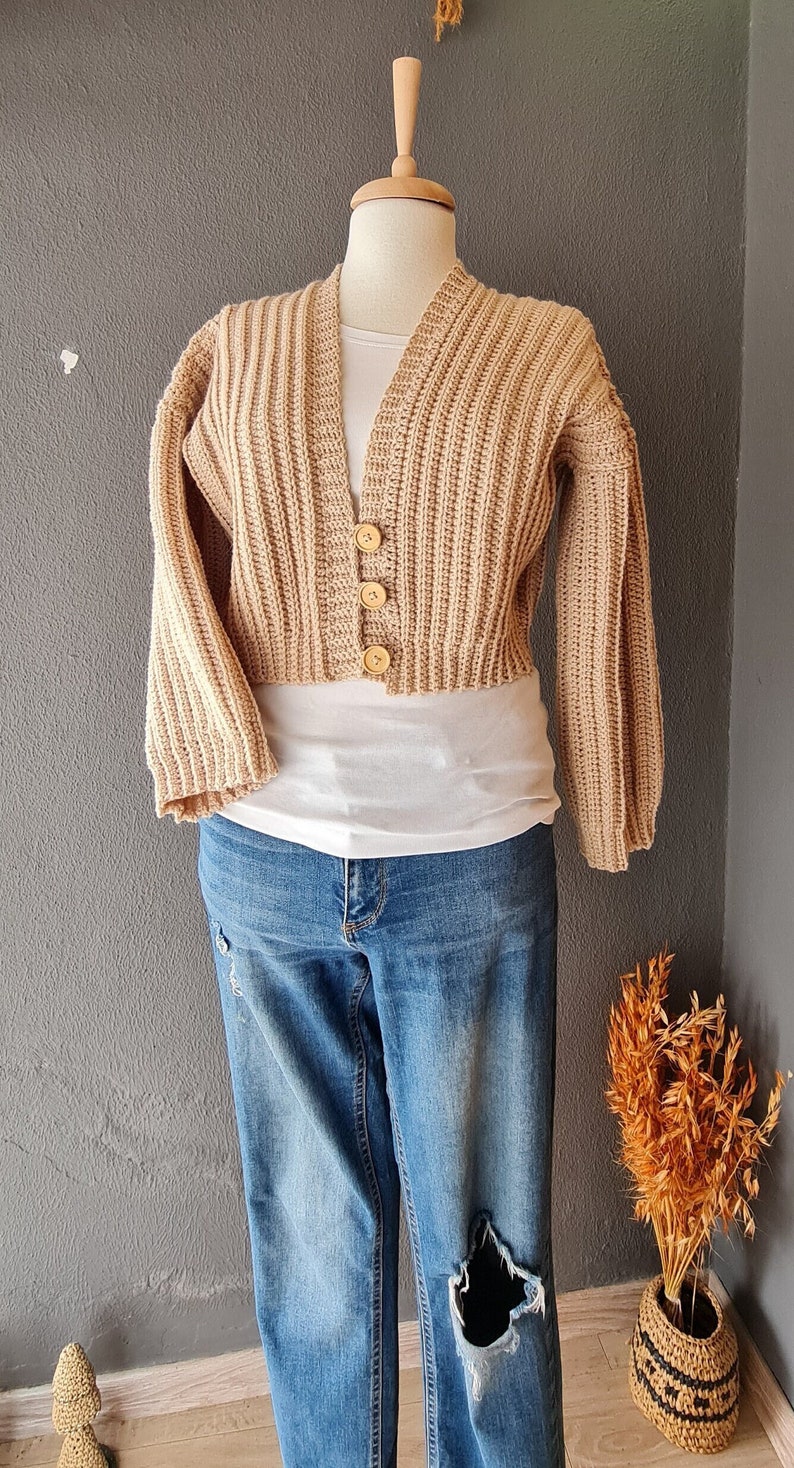 Ripped Crochet Cardigan Pattern: Knit Look Crop Jacket (PDF Pattern) - Etsy