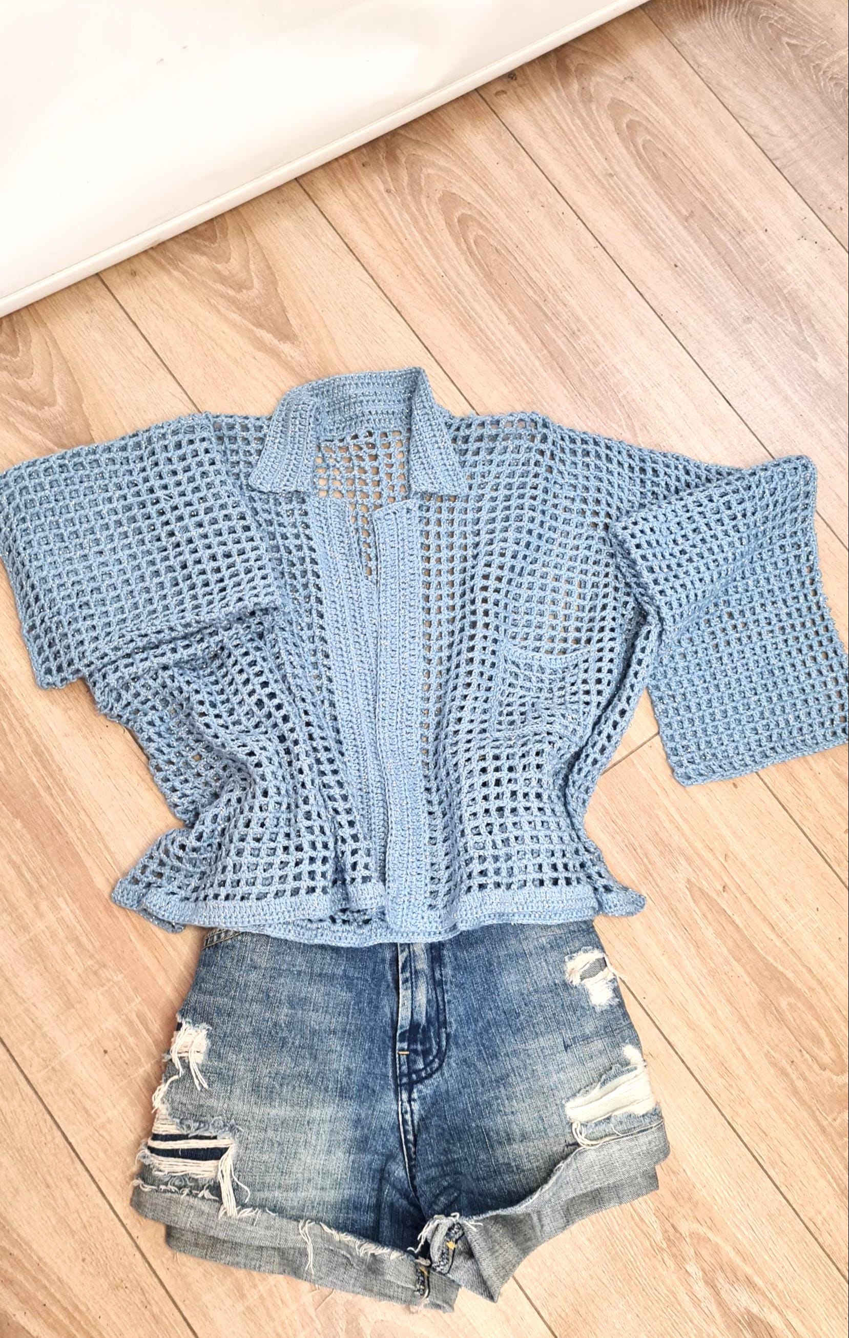 Crochet Mesh Shirt Pattern, Unisex Jacket, Planner Gift (digital ...