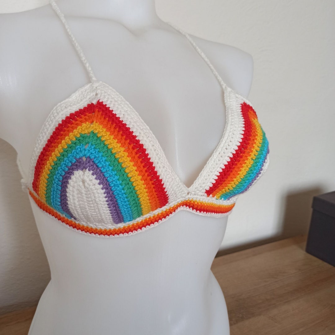 Rainbow Crochet Bralette – Handmade Festival Top – Pride Outfit – LGBTQ ...