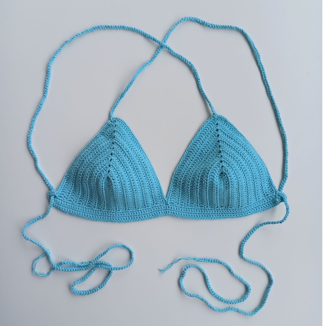 Handmade Blue Neon Crochet Bikini Top Perfect Gift for Beach and ...