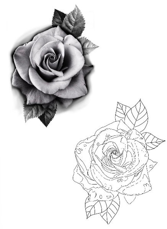 Rose Stencil Tattoo | Etsy