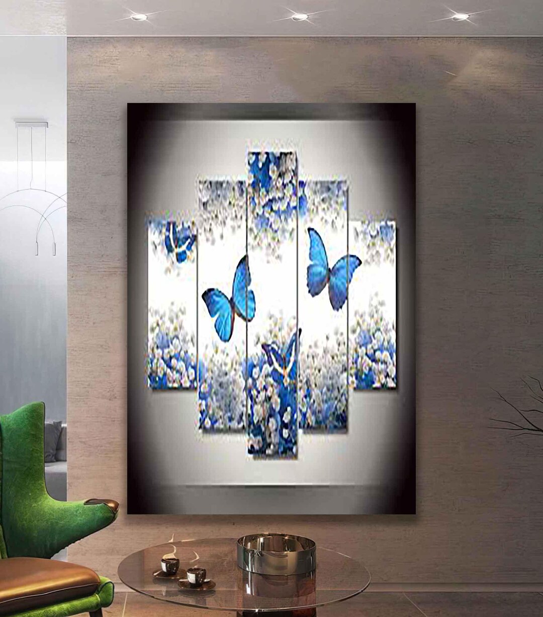Butterfly Painting ,on Canvas,living Room Wall Art,modern Wall Decor ...
