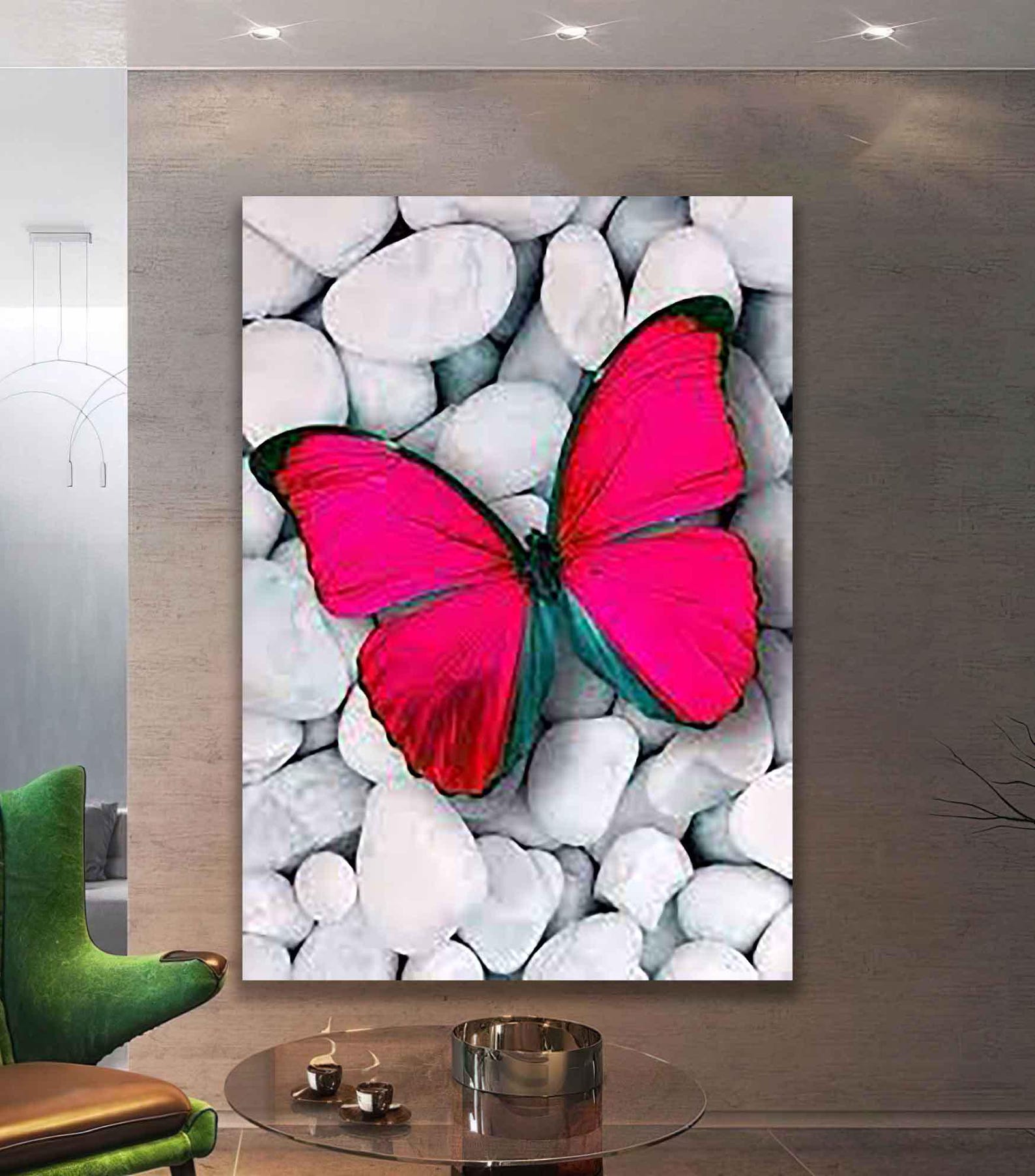 Butterfly Painting ,on Canvas,living Room Wall Art,modern Wall Decor ...