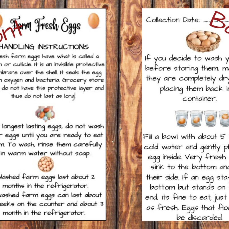 Fresh Egg Care Cards - Etsy