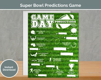 Super Bowl Predictions Game ~ Football Party Games ~ Printable Digital ...