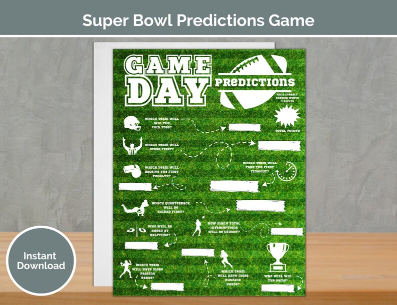 Super Bowl Predictions Game ~ Football Party Games ~ Printable Digital ...