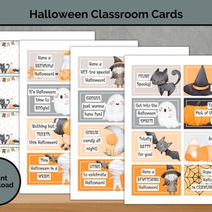 Halloween Cards Classroom Cards, Candy Tags Printable Digital Download ...