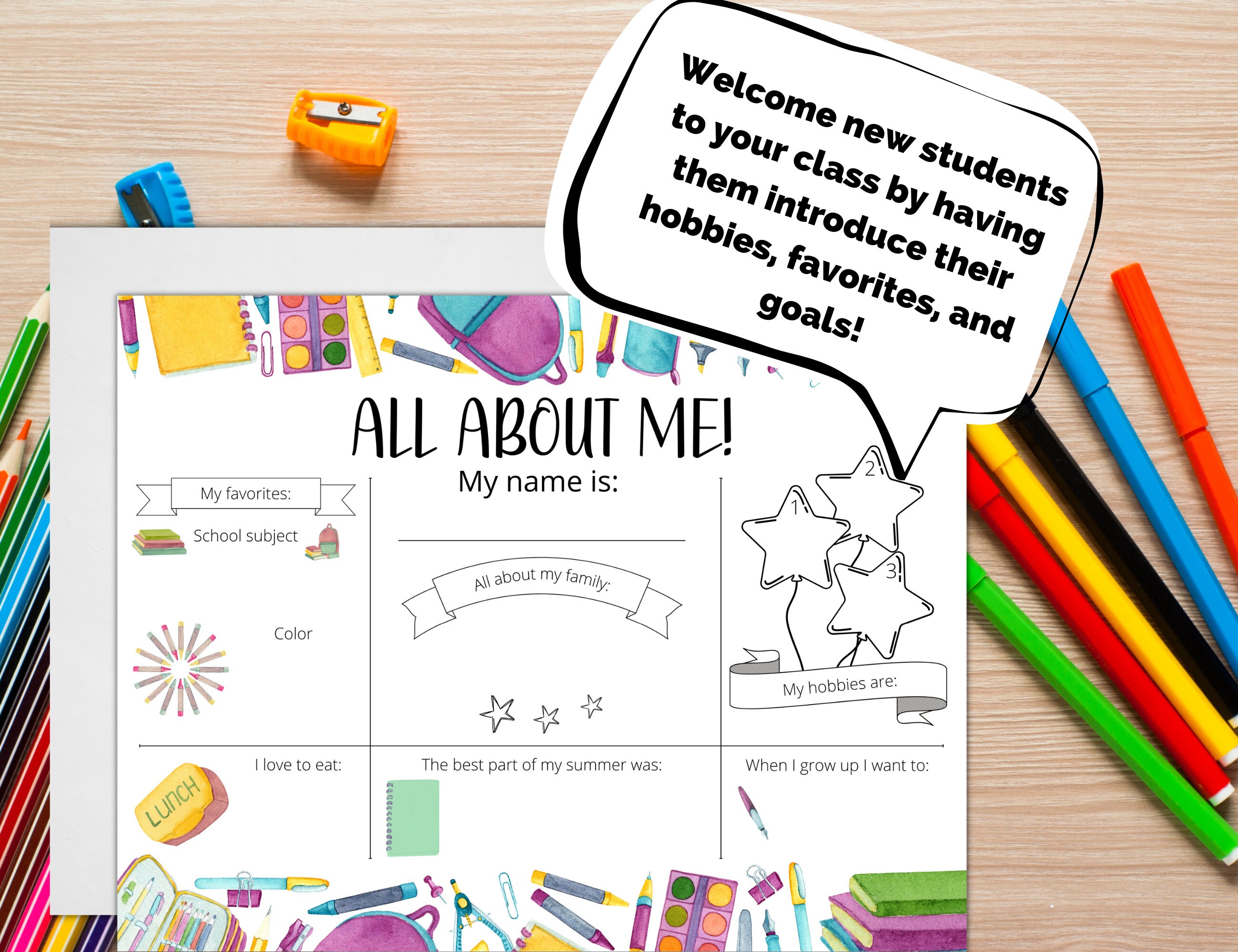 Back to School Resource for Teachers ~ Meet Your Students ~ All About ...