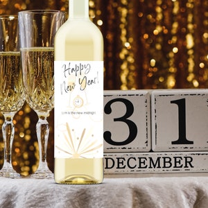 New Year's Eve Champagne Labels ~ Host Gift ~ Printable Digital ...